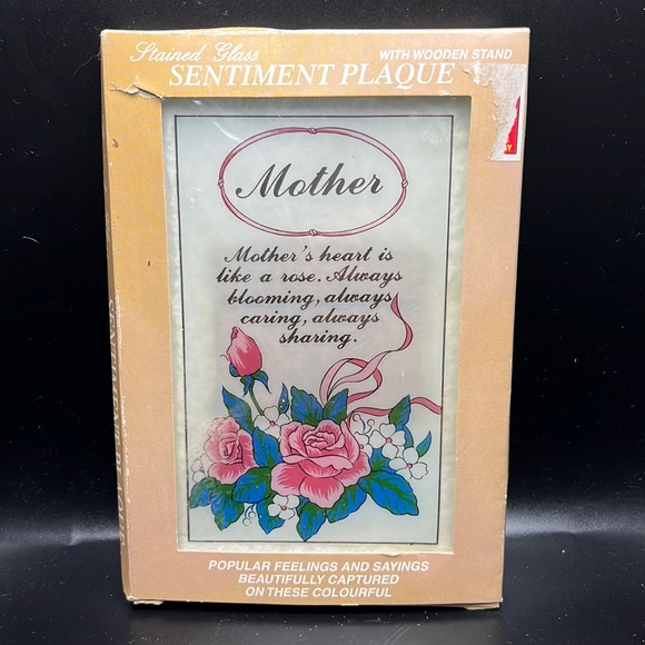 Accents | 4 X 6 Inch Stained Glass With Mother Poem And Wood Stand ...